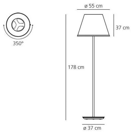 Artemide 1135020A Choose Mega terra, designová stojací lampa se stínítkem z pergamenu, 3x15W E27, 178cm