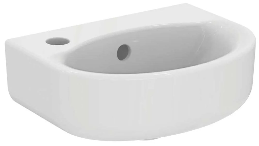 Ideal Standard Connect - Umývátko 35x26 cm, 1 otvor pro baterii vlevo, s Ideal Plus, bílá E7912MA