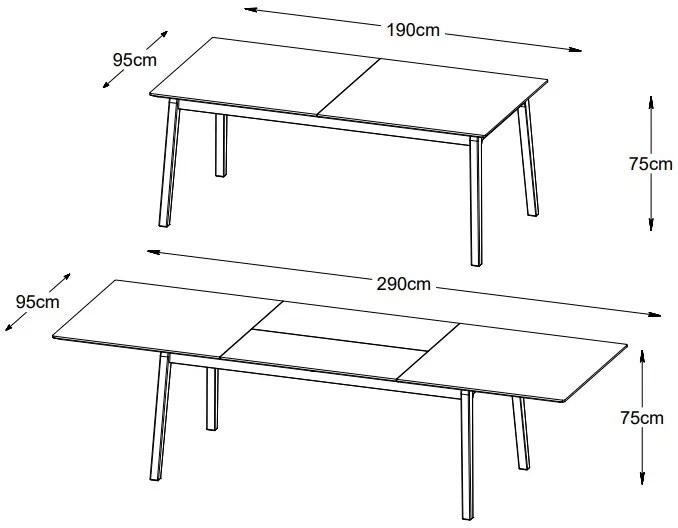 Rozkládací jídelní stůl Zabrina 190-290 cm tmavý dub