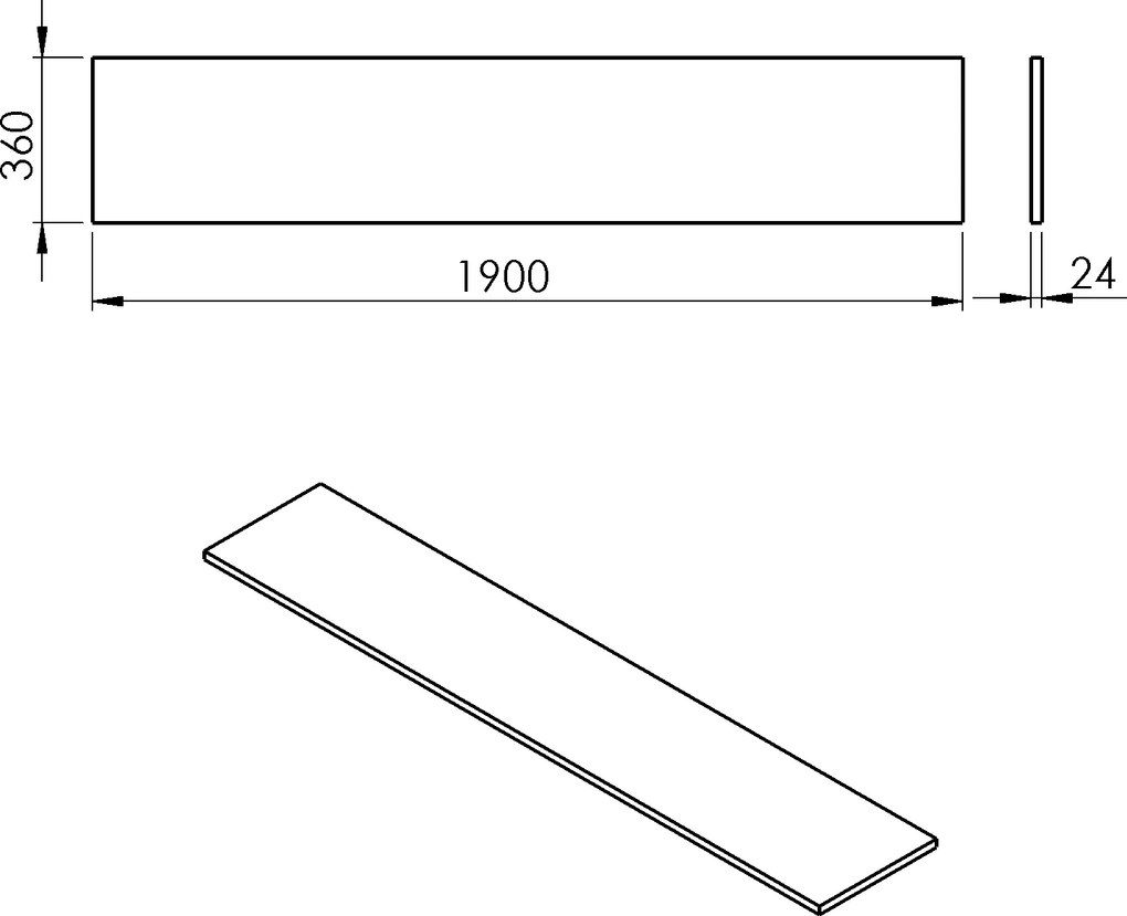 Sapho PLATO deska Rockstone 1900 x 24 x 360 mm bílá mat PL196-0101