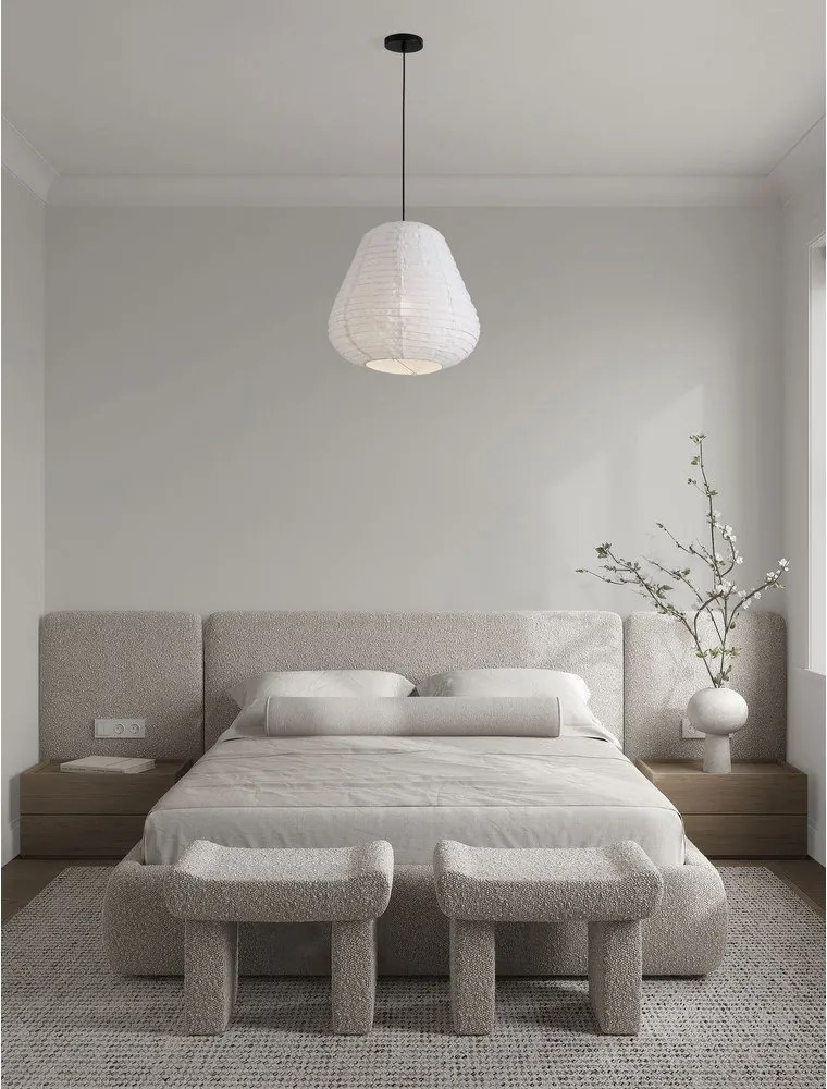 Bílé lněné závěsné svítidlo ø 50 cm Linnet – Nova Luce