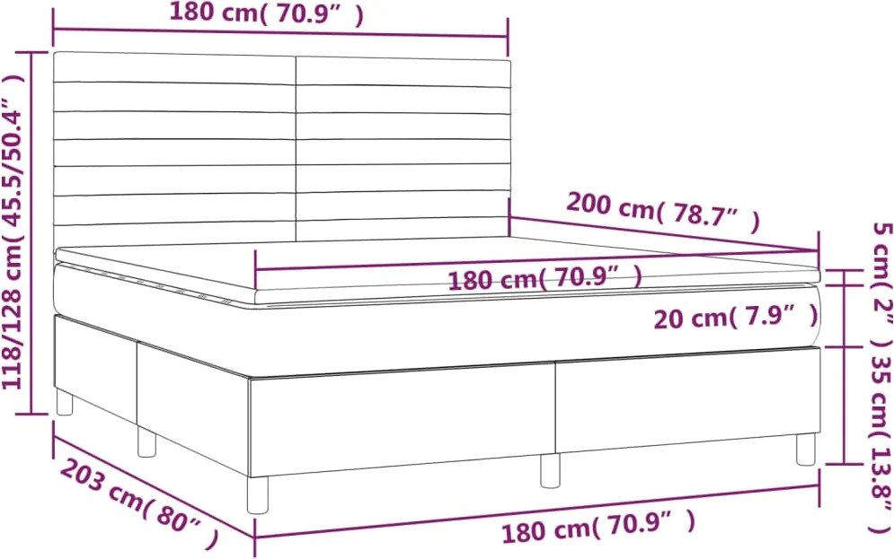 Box spring postel s matrací černá 180x200 cm samet 3143099