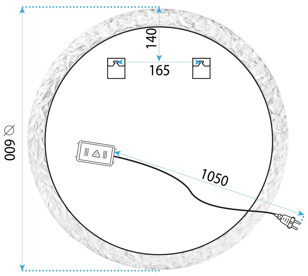 Tutumi Zrcadlo ⌀60 cm s regulovatelným LED osvětlením