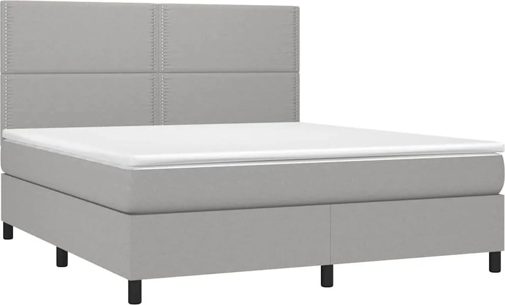 Box spring postel s matrací a LED světle šedá 180x200 cm textil 3134813