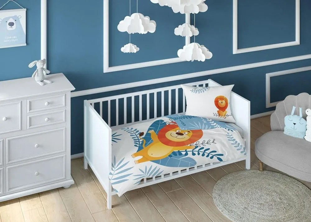Detexpol Bavlněné povlečení 90x120 žirafa lev bílá modrá oboustranná 4491 A Mayamoo 26
