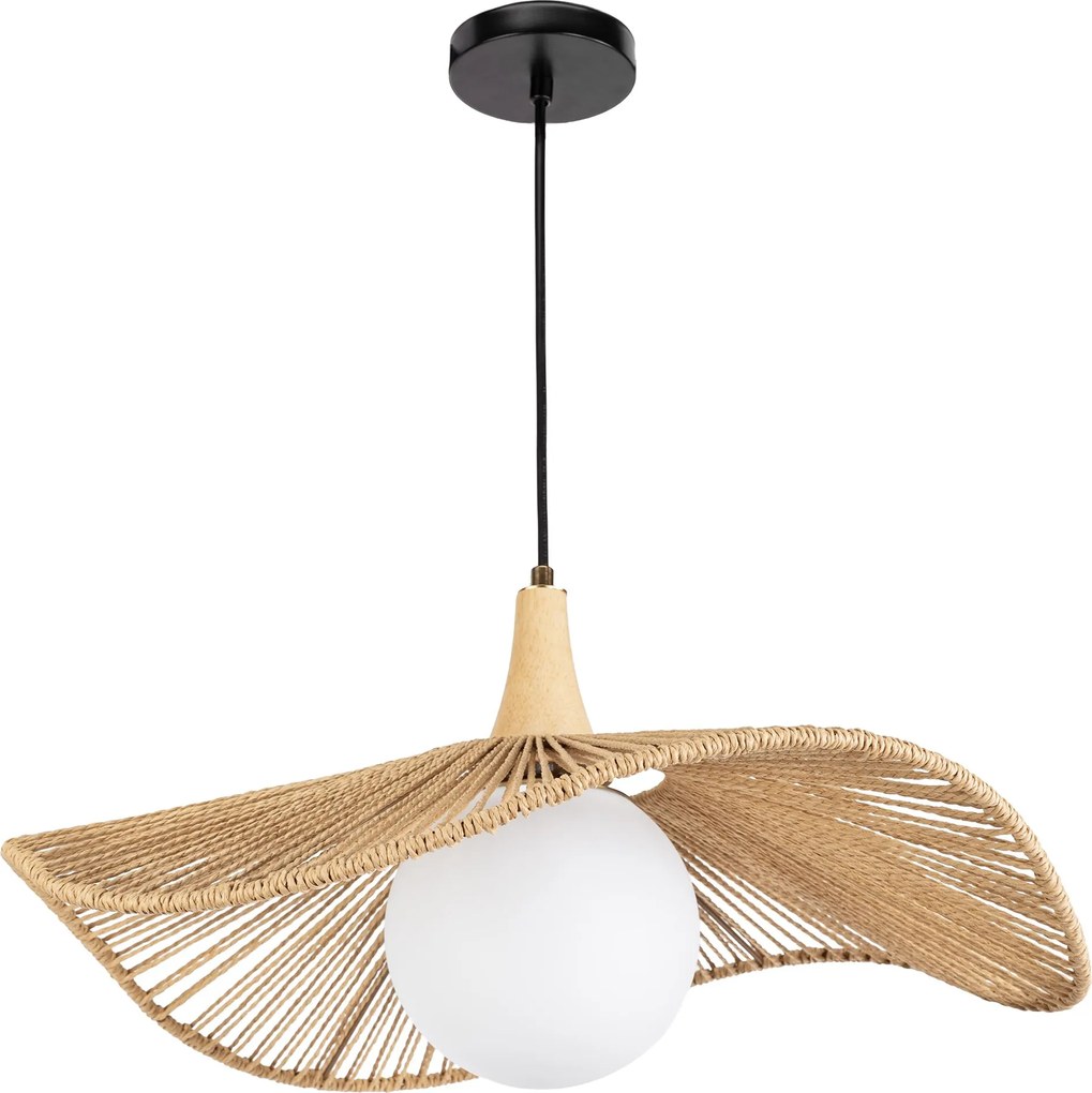 Toolight Natural, závěsné stropní svítidlo 50cm, 1xE27, APP1932-1CP, přírodní hnědá-černá, OSW-66069