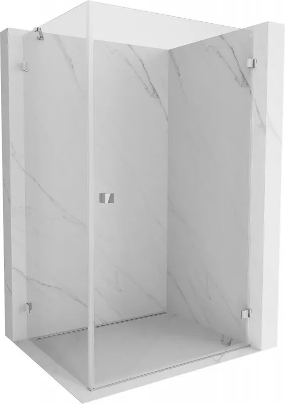 Mexen Lunar-B, pravostranný výklopný sprchový kout 100 x 80 cm, 8mm čiré sklo, chromový profil, 832-100-080-01-00-P