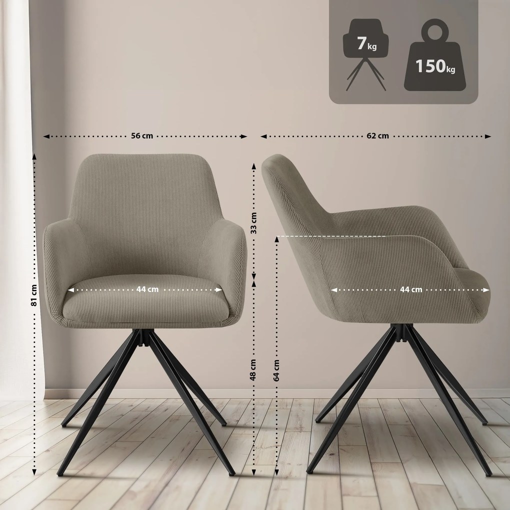 Jídelní židle Olema manšestr – taupe