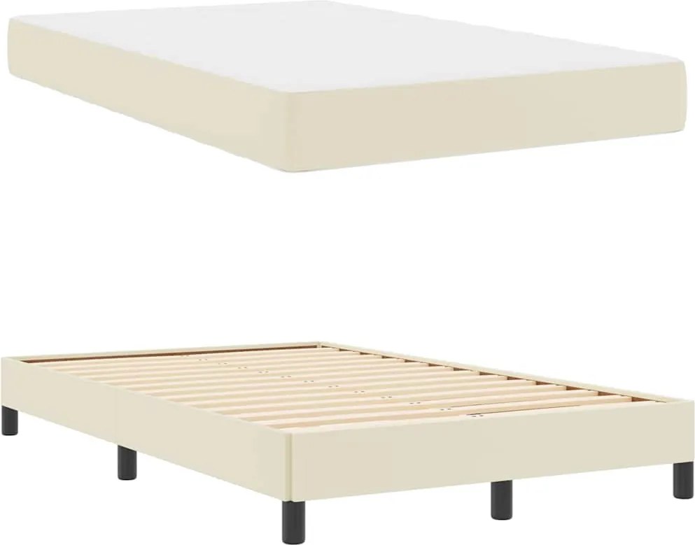 Rám postele s matrací Krémová 120 x 200 cm textil 3398625