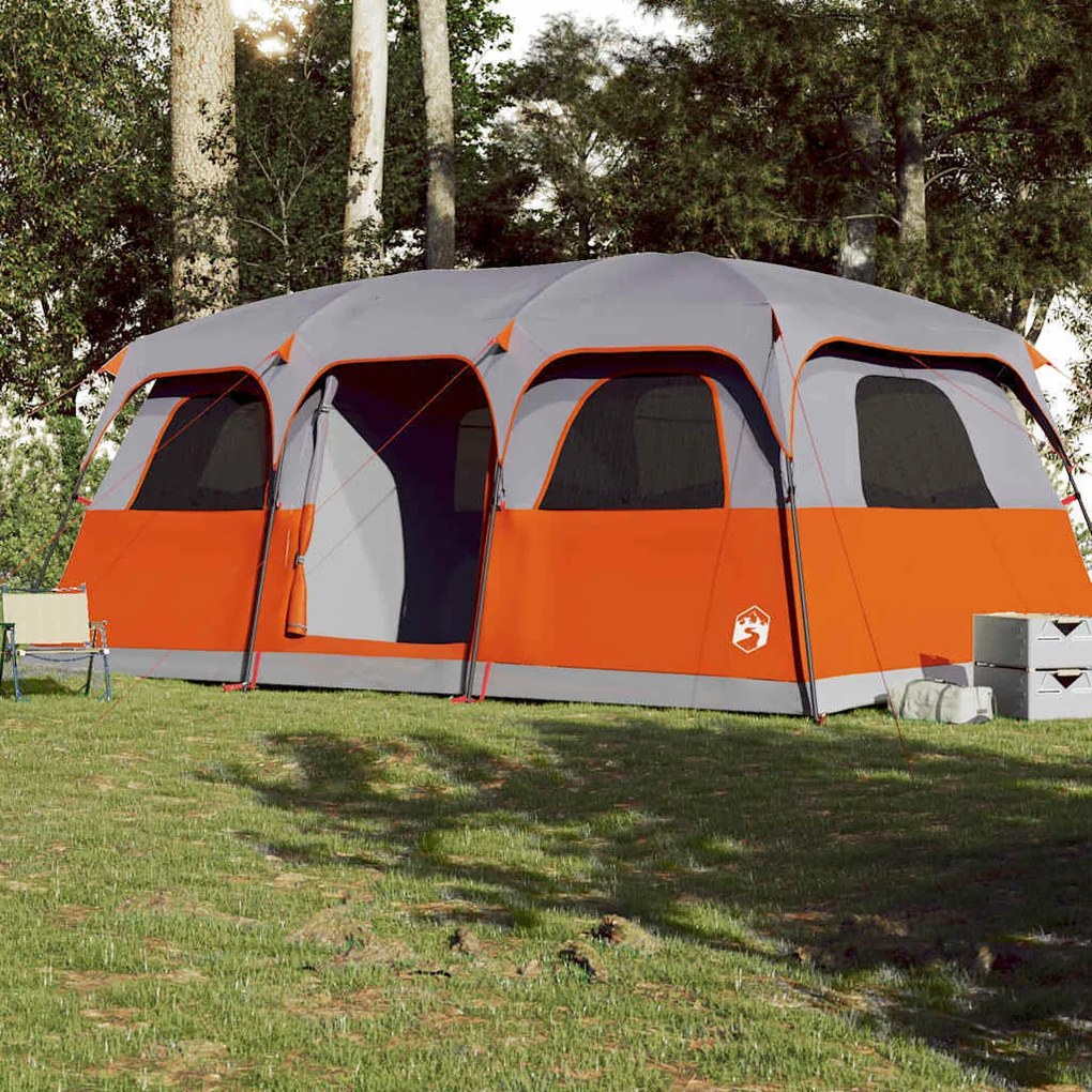 vidaXL Rodinný stan kabinový pro 10 osob nepromokavý [94539] Barva: Šedá a oranžová