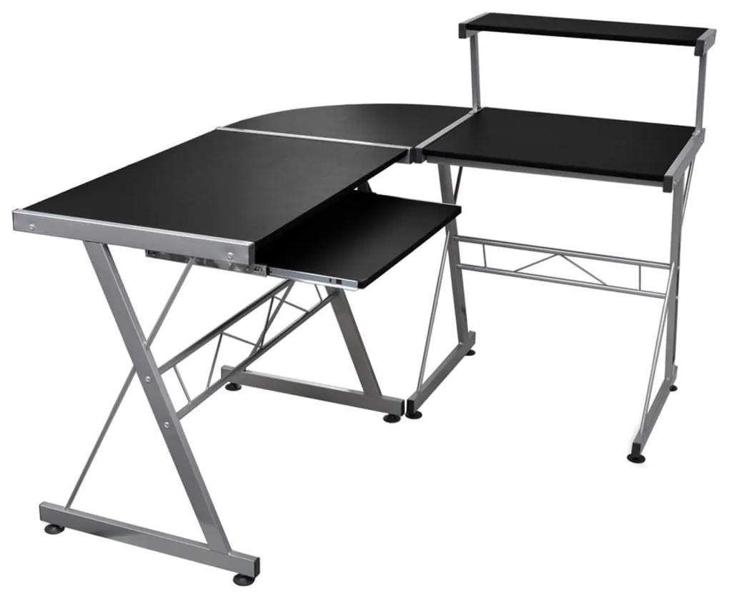 vidaXL Rohový počítačový stůl černý 132 x 112 x 99 cm kompozitní dřevo