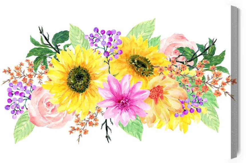 Obraz Květinová Kompozice Jakoby Malovaná Akvarelem Nedostatek Nedostatek Plátno Canvas 120x80