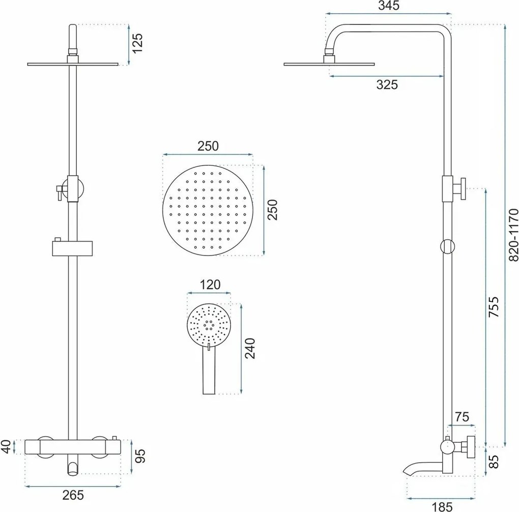 Rea Lungo, sprchová souprava s termostatickou baterií, zlatá matná, REA-P6604