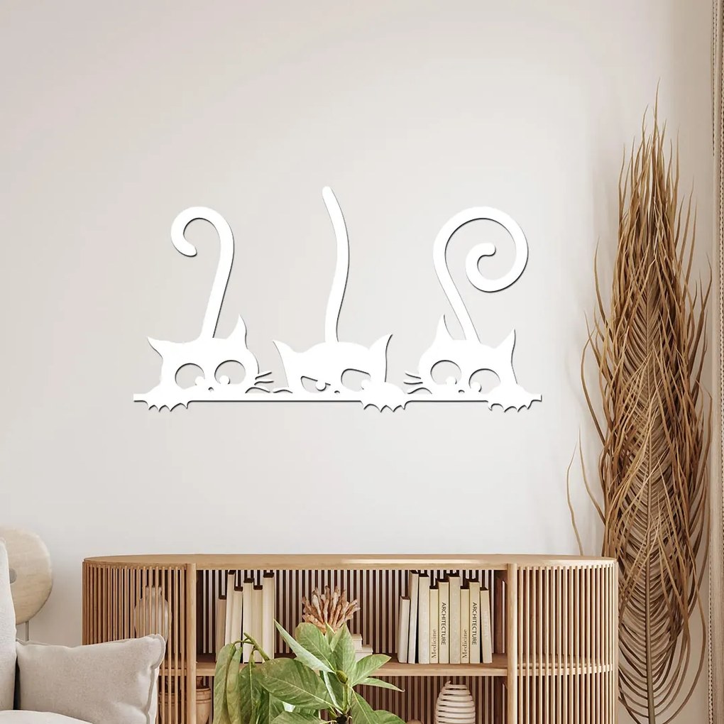 dřevo života Dřevěná dekorace na zeď  Kočičí trio Barevný vzor: Šedá, Rozměry (cm): 40x22