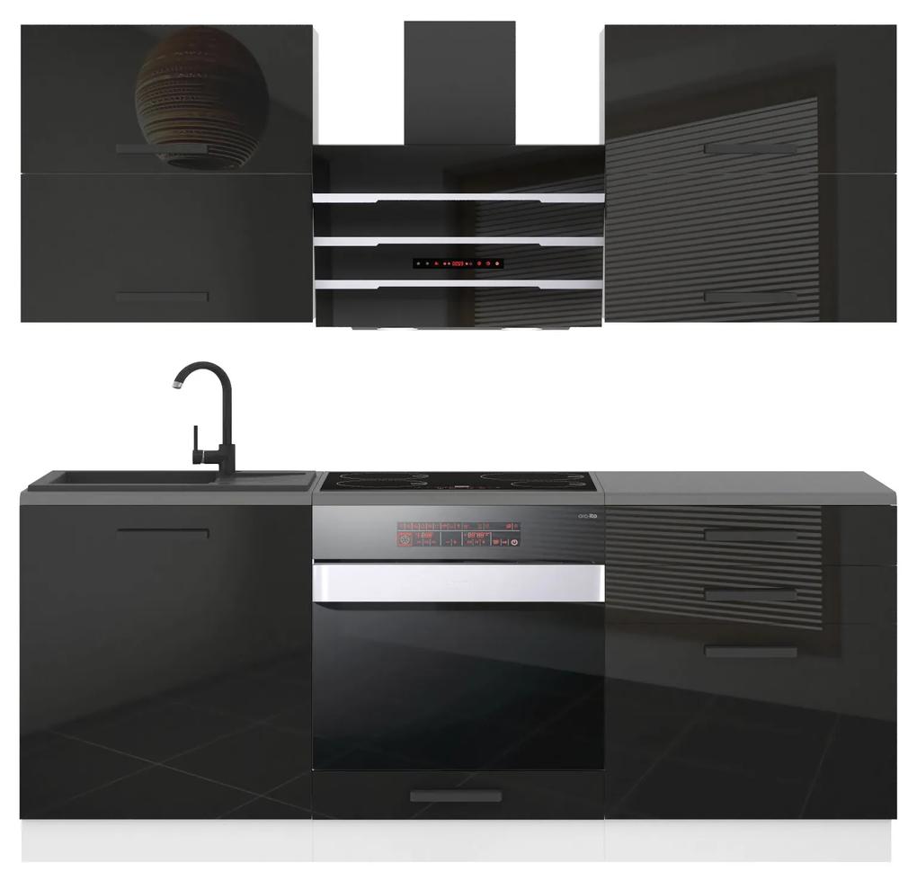 Kuchyňská linka Belini Premium Full Version 180 cm černý lesk s pracovní deskou EMILY