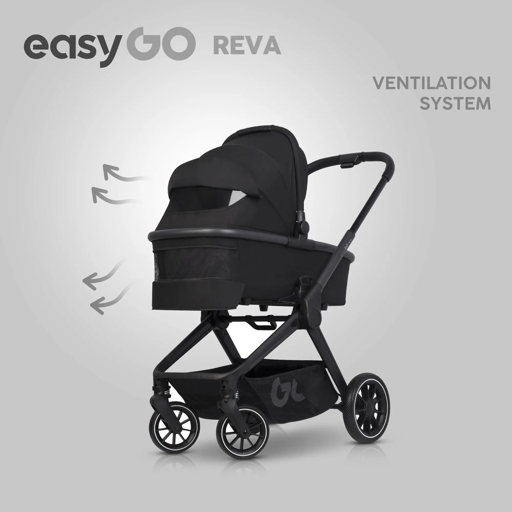 Kombinovaný kočárek EasyGo Reva 2v1 Ebony Black