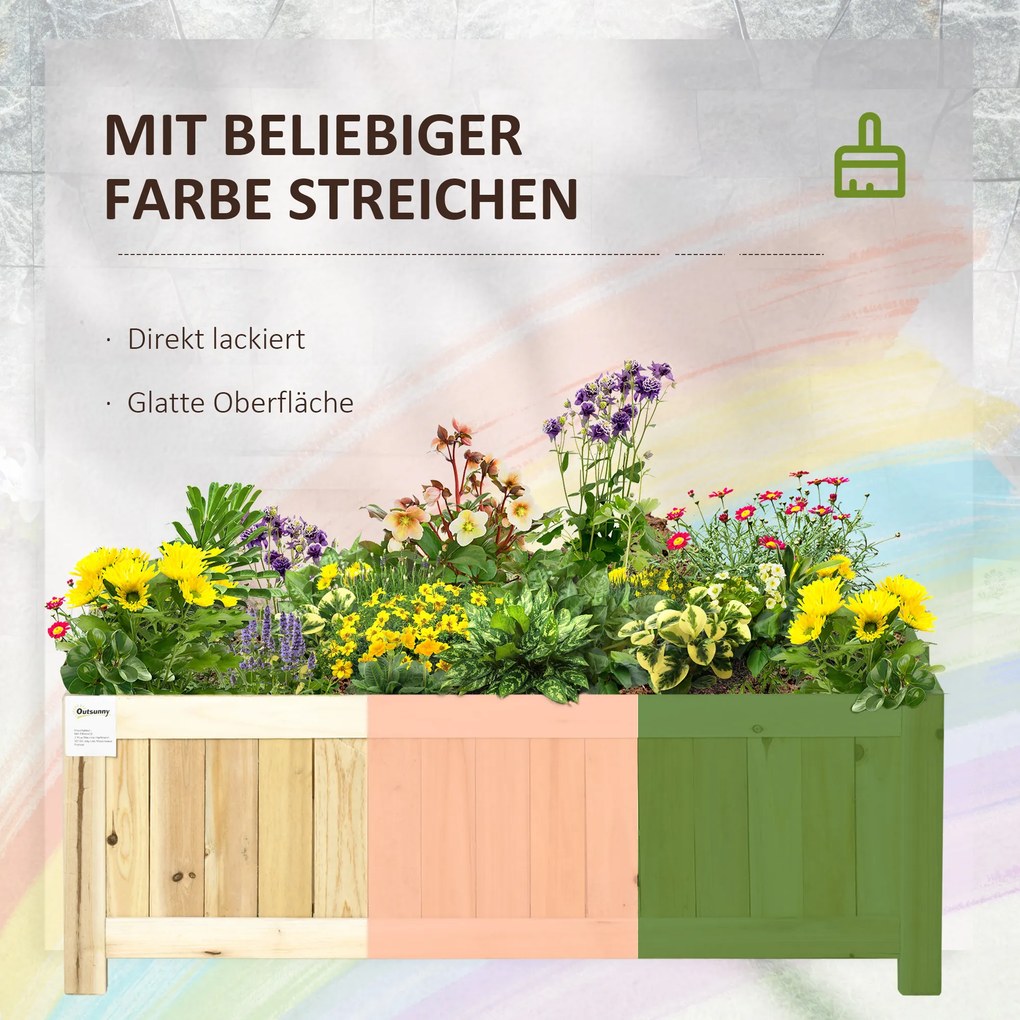 Outsunny skládací truhlík na vyvýšený záhon 70x30x25cm pro zahradu terasu balkon z jedlového dřeva příroda | Aosom.de