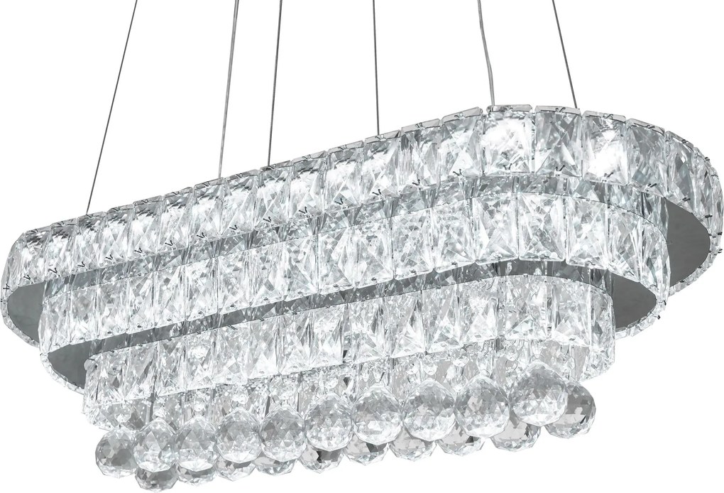 Toolight Toolight, Křišťálové závěsné stropní svítidlo LED 102W + dálkové ovládání APP417-CP, chromová, OSW-65015