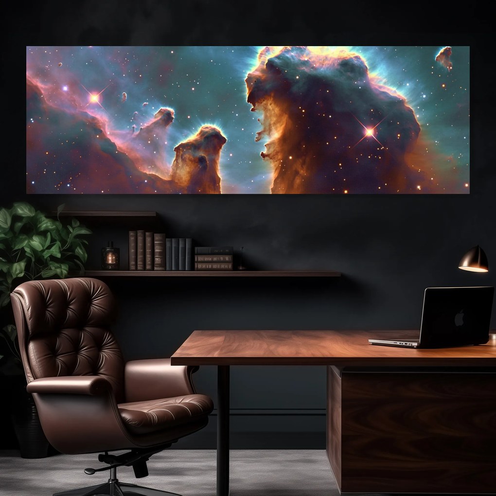 Obraz na plátně - Hvězdná mlhovina, Nebula Astraeus FeelHappy.cz Velikost obrazu: 90 x 30 cm