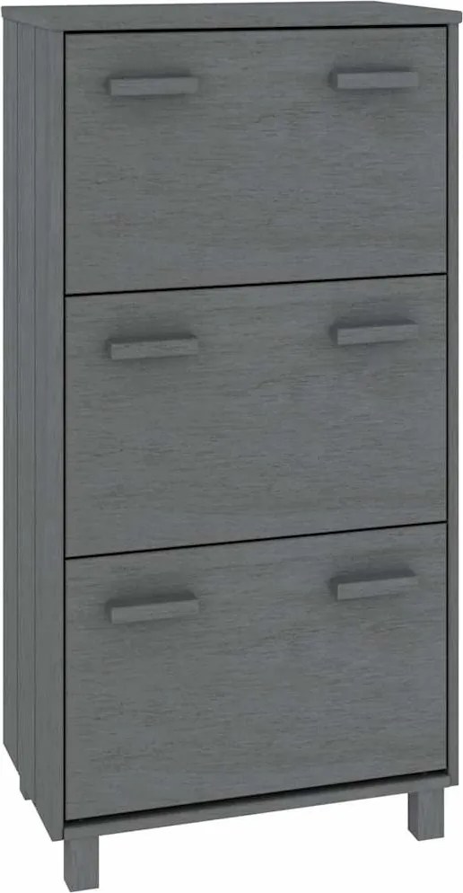 Botník HAMAR tmavě šedý 59,5 x 35 x 117 cm masivní borovice 340514