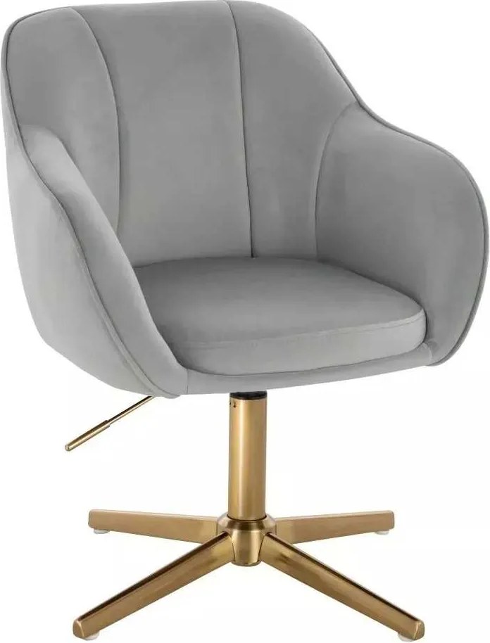 LuxuryForm DESIGN Otočná židle AVOLA VELUR na zlatém kříži - světle šedá