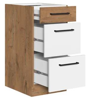 Spodní kuchyňská skříňka se zásuvkami Woodline 40 D 3S BB, Barva: dąb lancelot / dark wood