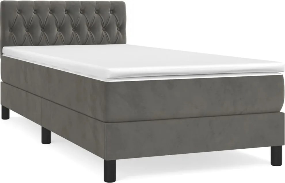 Box spring postel s matrací tmavě šedá 90x190 cm samet 3141456