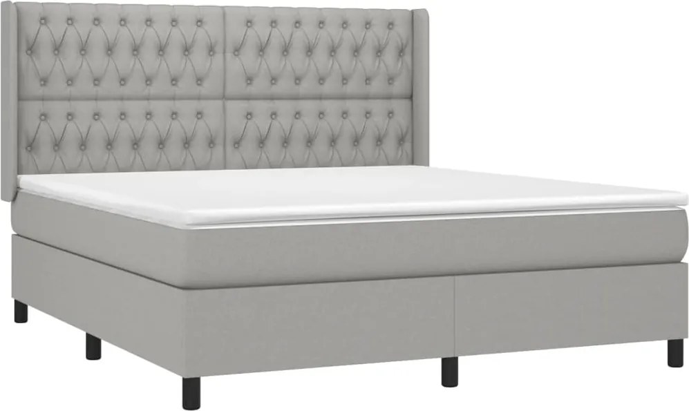 Box spring postel s matrací a LED světle šedá 180x200 cm textil 3138573