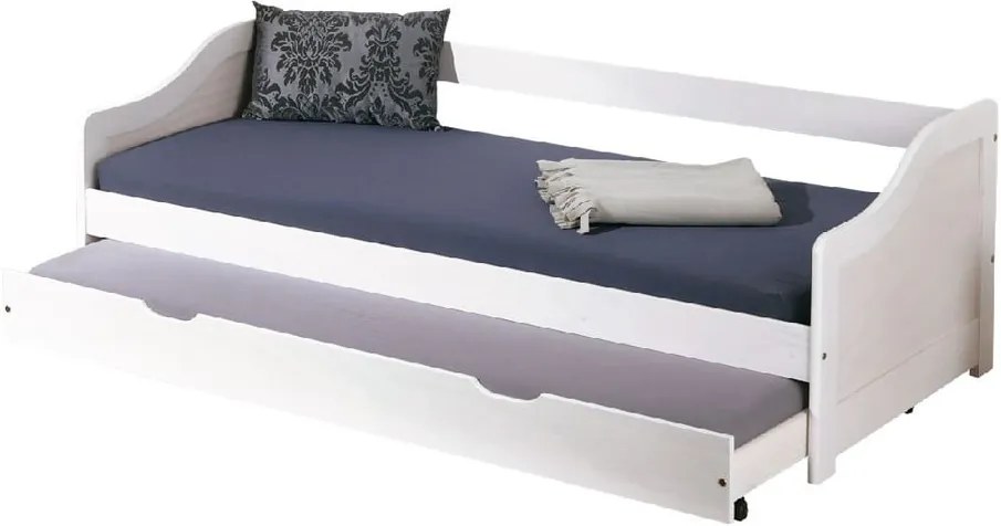 Bílá dřevěná jednolůžková postel Evergreen House Leon White, 90 x 190 cm
