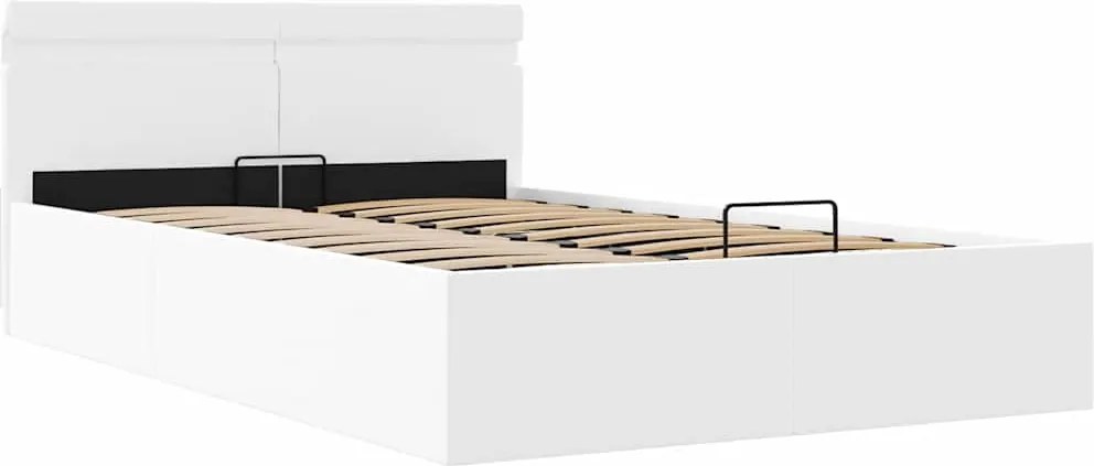 Rám postele LED s úložným prostorem bílý umělá kůže 120x200 cm 285548