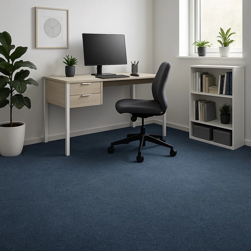 Metrážny koberec Feliz 079, na mieru, šíře 4m, modrá, filc, detská izba, ITC