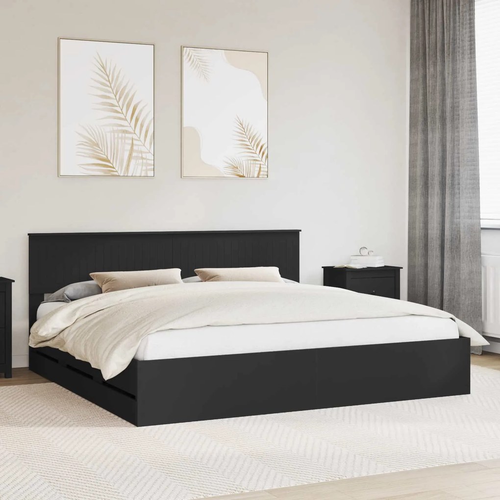 Rám postele se zásuvkou Černá 200 x 200 cm Inženýrské dřevo 3410673