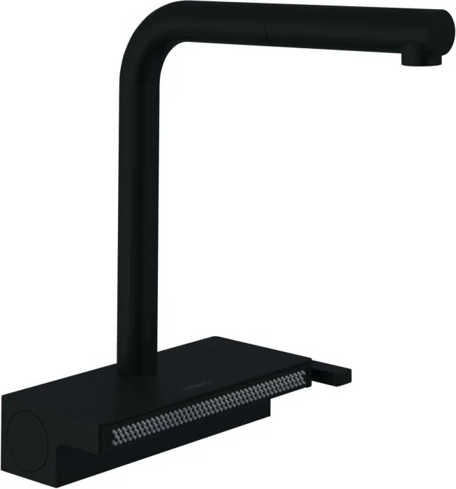 Hansgrohe M81, dřezová baterie Aquno Select 250, s výsuvnou koncovkou a plochým sprchovým proudem, sBox, černá matná, 73830670