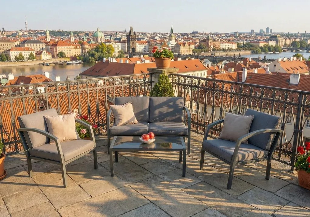 Doppler BELLARIA LOUNGE zahradní sedací souprava 2+1+1 černá/šedá