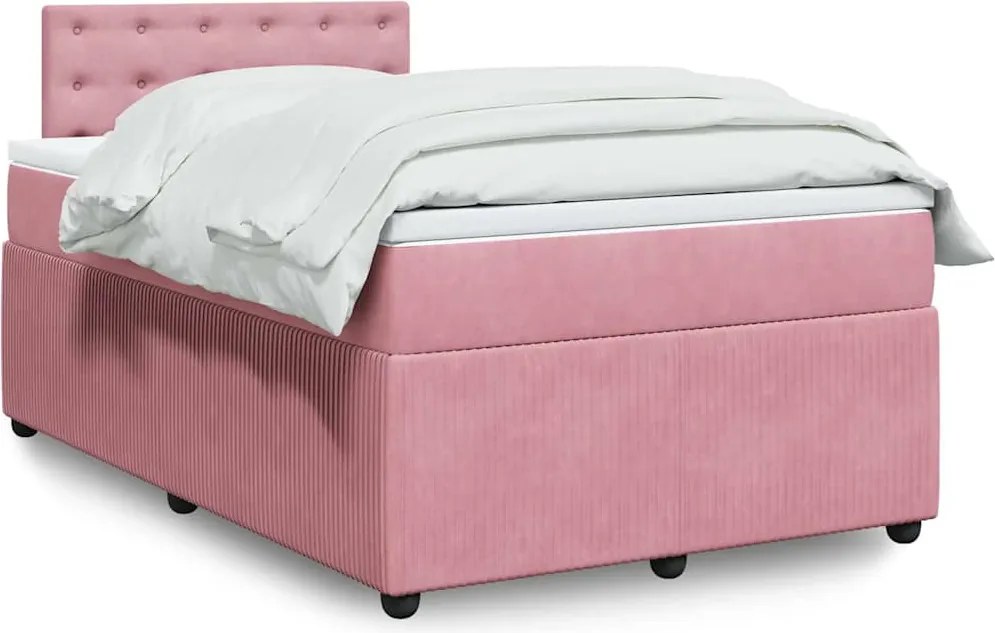 Box spring postel s matrací růžová 120 x 200 cm samet 3287727