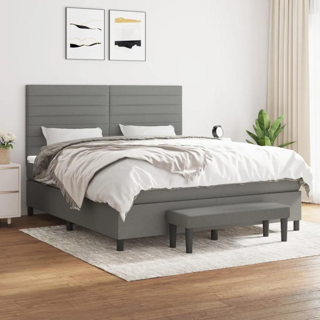 Box spring postel s matrací tmavě šedá 180x200 cm textil,  3136694