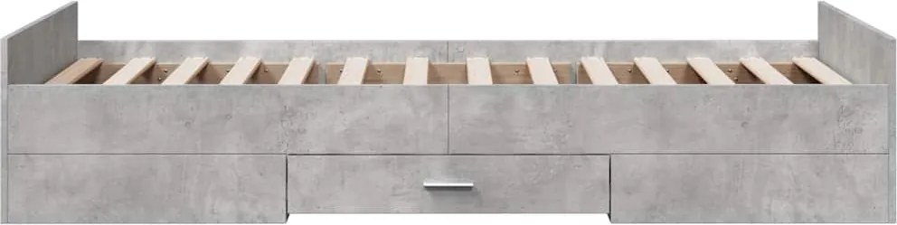 Rám postele se zásuvkami betonově šedý 75 x 190 cm kompozit 3280352