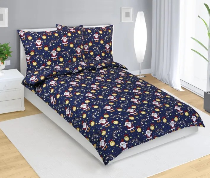 Bellatex Povlečení dětské Vánoce 140x200, 70x90 cm Vánoce skřítek Modrá,Žlutá,Bílá