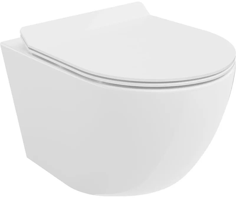 Mexen Lena, závěsná WC mísa 490x360x340 mm, Rimless Tornádo + toaletní WC sedátko z duroplastu, bílá lesklá, 30224000T