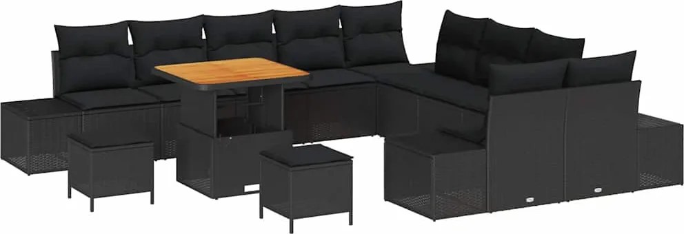 Sada zahradních pohovek 13 ks Černá polyratan 3362839