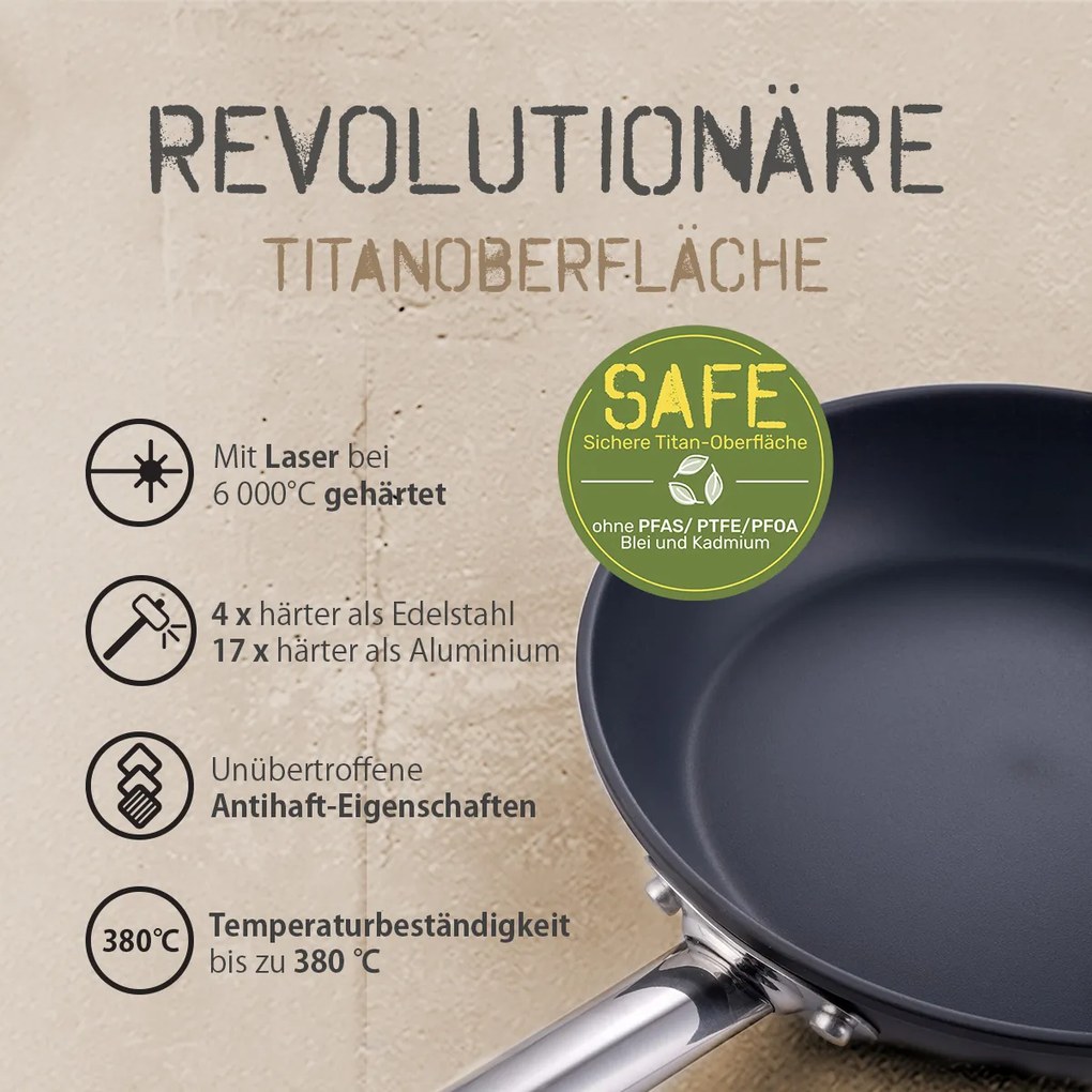 Pánev s titanovým povrchem Ø 24 cm V: 4,5 cm – Saturn Terra Lunasol - 601322