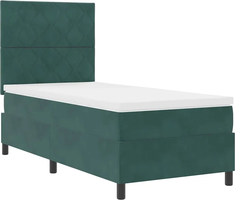 Postel s boxspringem s čelo Tmavě zelená 90 x 200 cm samet 3339875