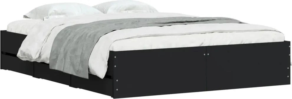 Rám postele se zásuvkami černý 140 x 190 cm kompozitní dřevo 3207302