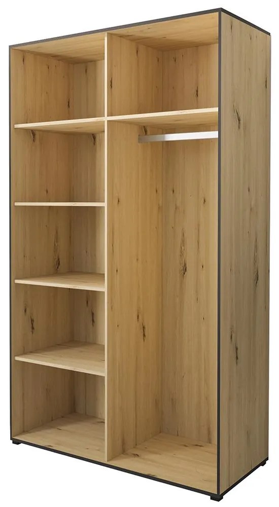 Šatní skříň OSLO 1 | se zrcadlem | 120 cm | dub artisan/černá