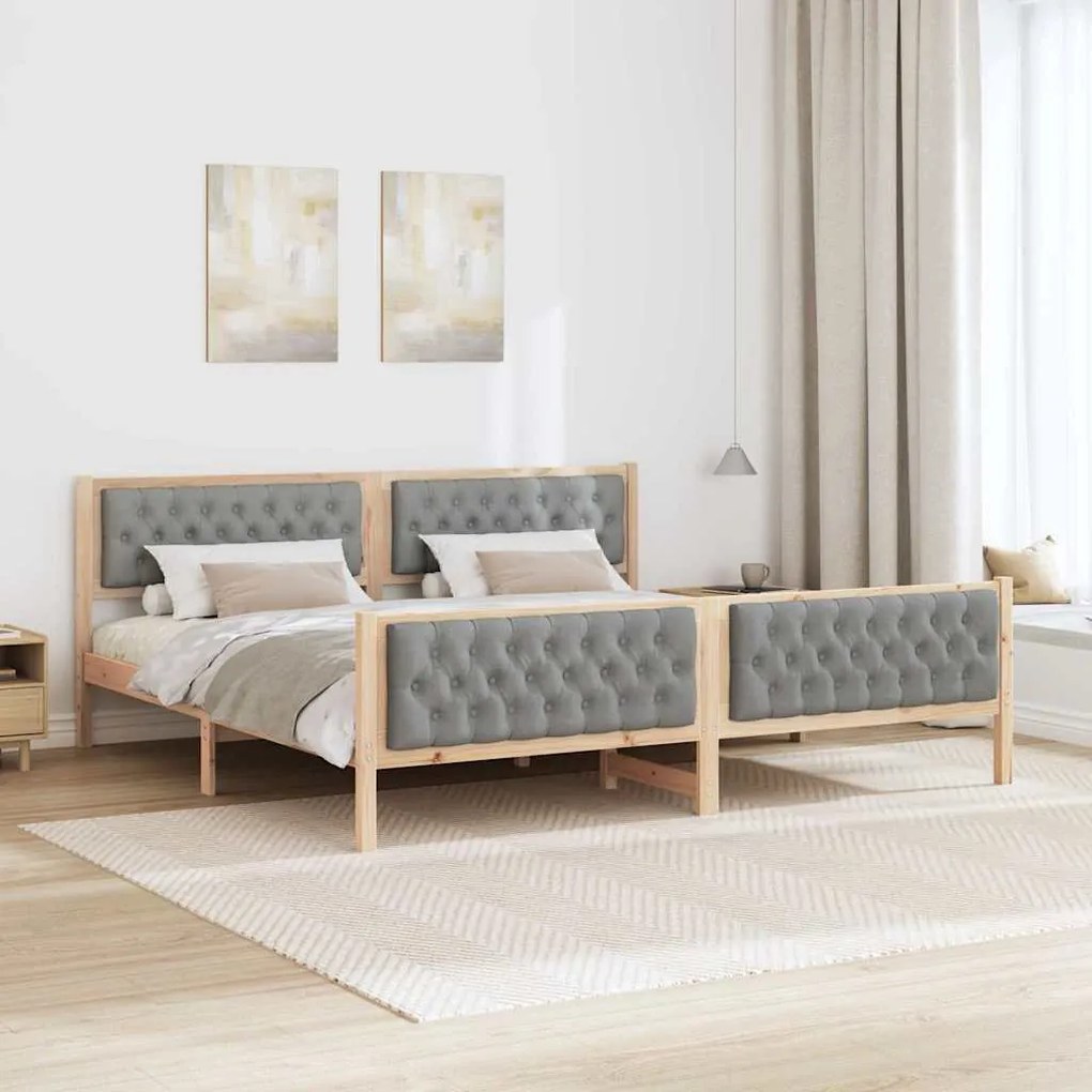 Rám postele Světle šedá 200 x 200 cm Masivní borové dřevo 3394268