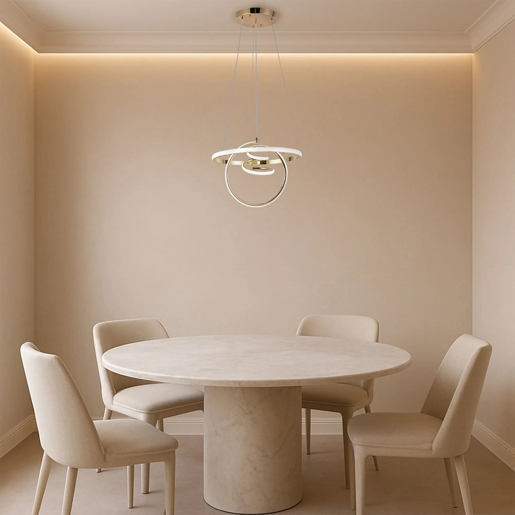 Toolight Toolight, LED závěsné svítidlo 3x20W, 4000K, G066-CP, zlatá lesklá, OSW-08699