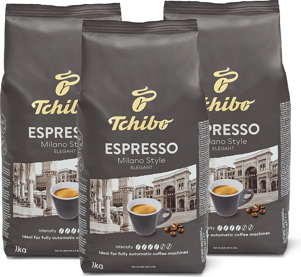 Tchibo Espresso Milano Style - 1 kg x 3 zrnkové kávy - Intenzita: 4/6