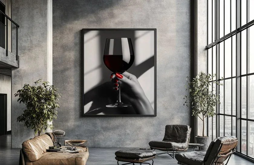 Večerní elegance - obraz - Sklenka vína v luxusním stylu 32 - 40 x 50 cm - 499 Kč