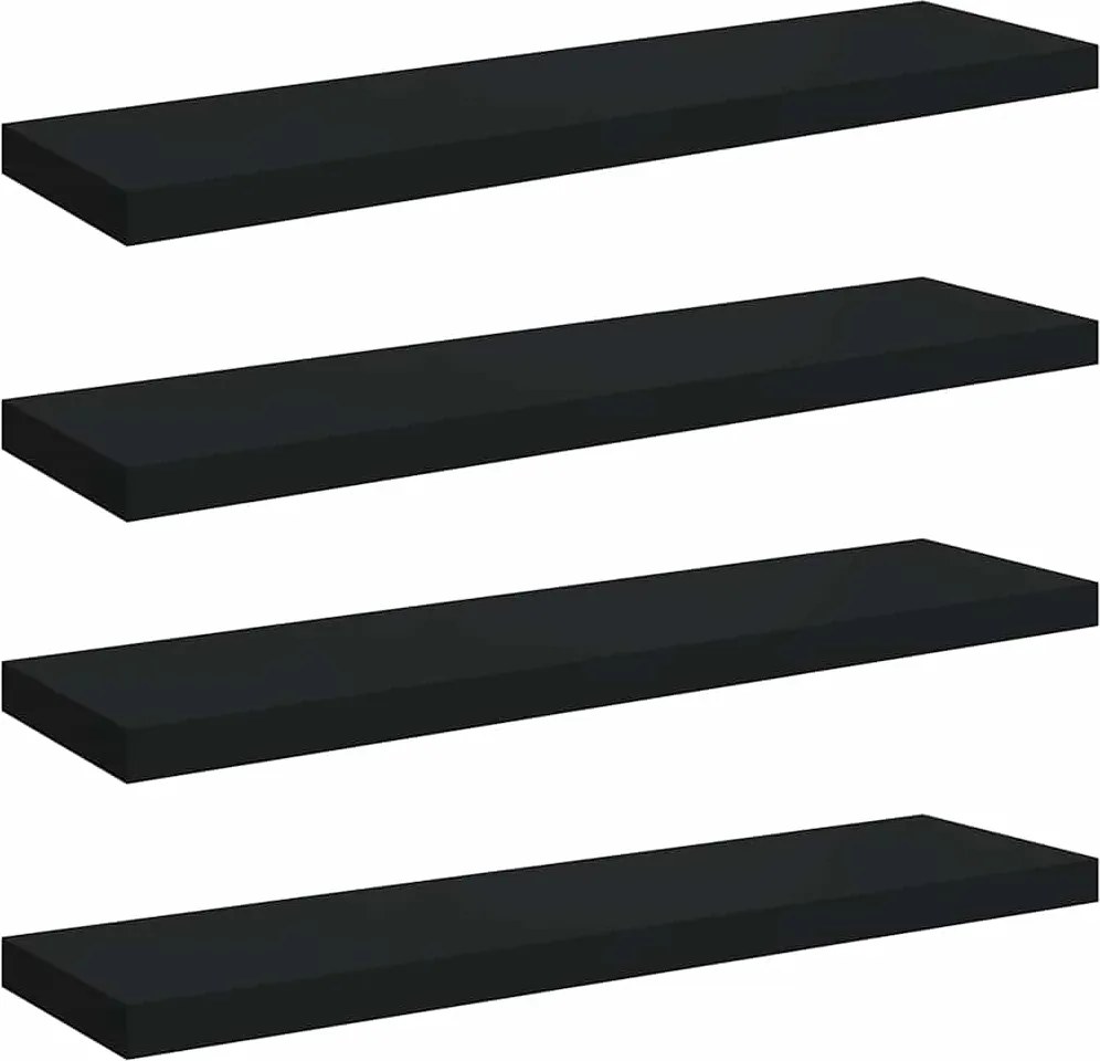 Plovoucí nástěnné police 4 ks černé 90 x 23,5 x 3,8 cm MDF 323840