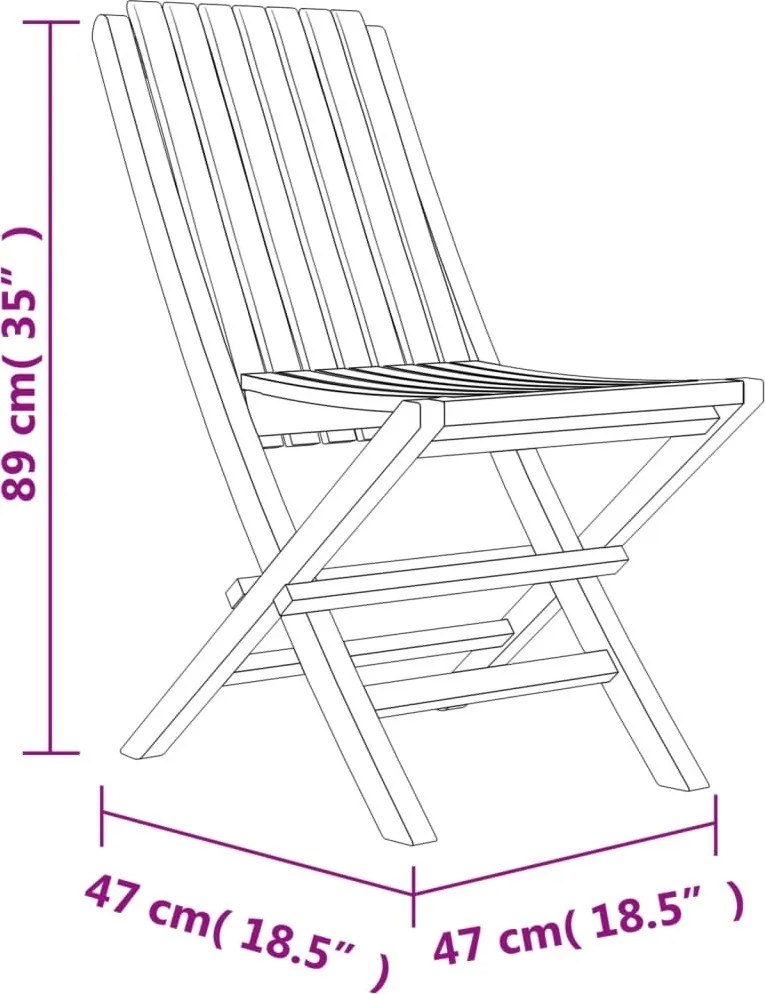 vidaXL Skládací zahradní židle 2 ks 47x47x89 cm masivní teakové dřevo [362757]